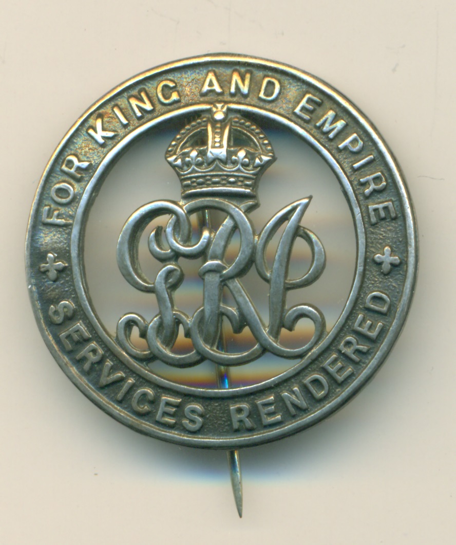 Silver War Services Badge 1914-1918, reverse numbered RN31443. TZ5638 ...