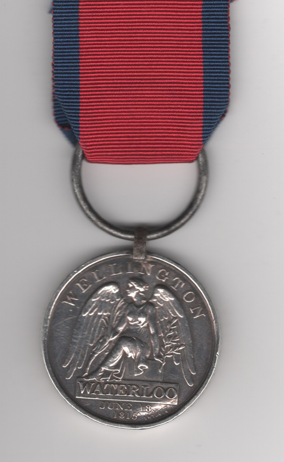 Waterloo Medal 1815, with original steel clip and ring suspension ...